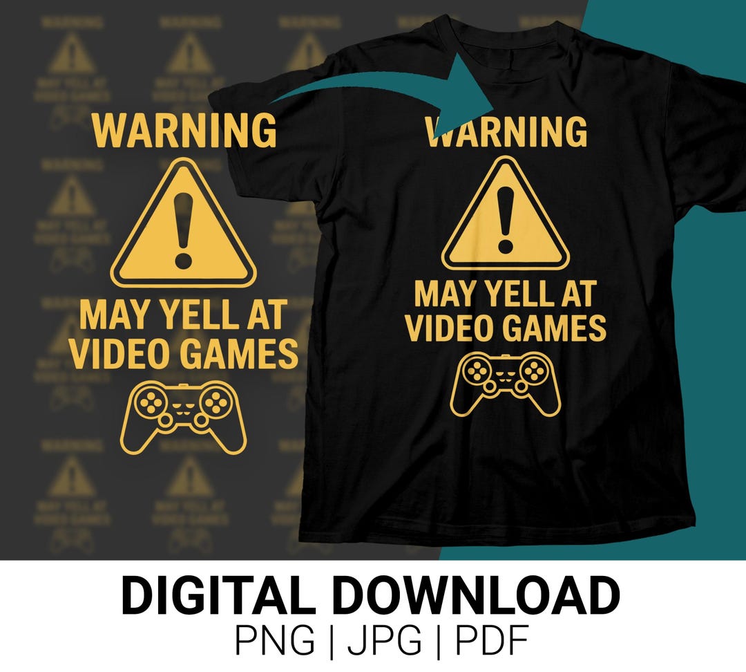 Video Game Warning Sign Digital Print, Funny Gamer Room Decor, Gaming ...