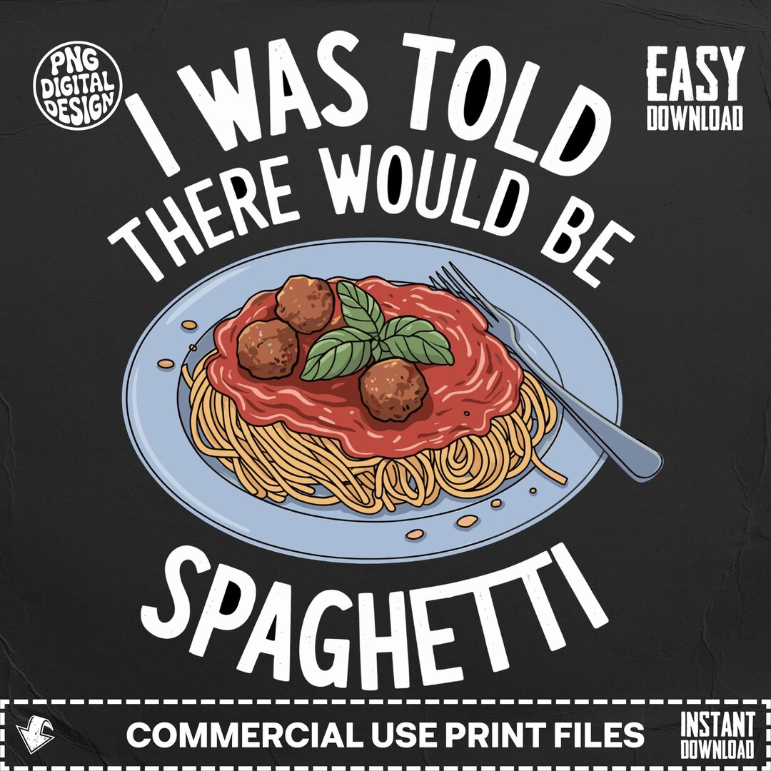 Spaghetti Digital Print, Funny Food Art, Italian Cuisine Design, Easy ...