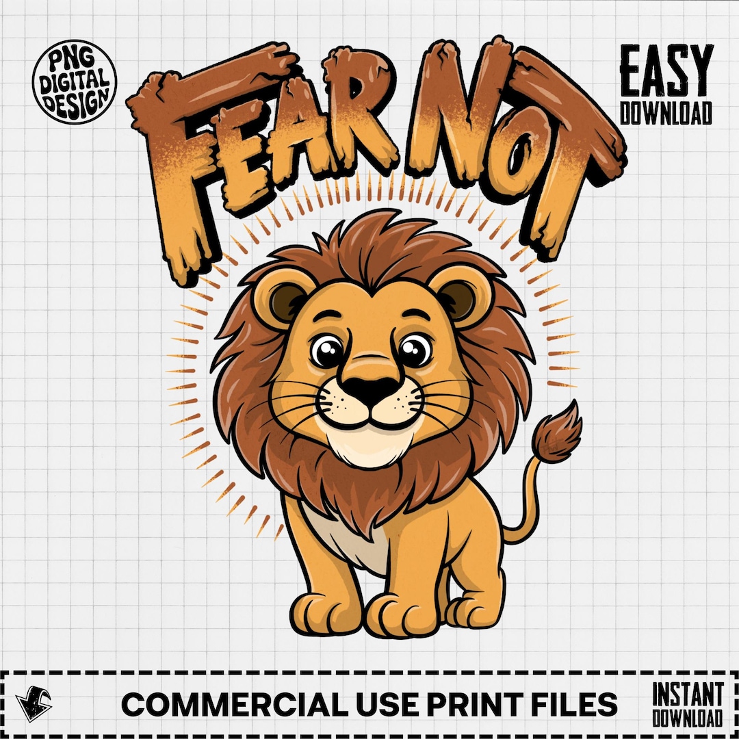 Fear Not Lion Digital Art, Cute Lion Cub Illustration, Commercial Use ...
