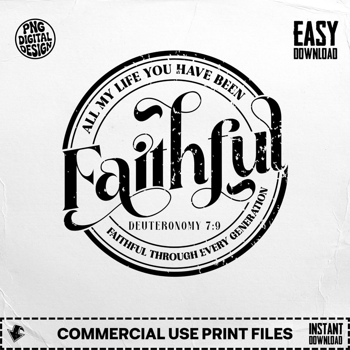 Faithful Digital Print, Christian Wall Art, Deuteronomy 7:9 Scripture ...
