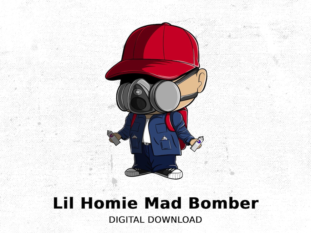 Lil Homie Mad Bomber Digital Art Print Retro Urban Illustration ...