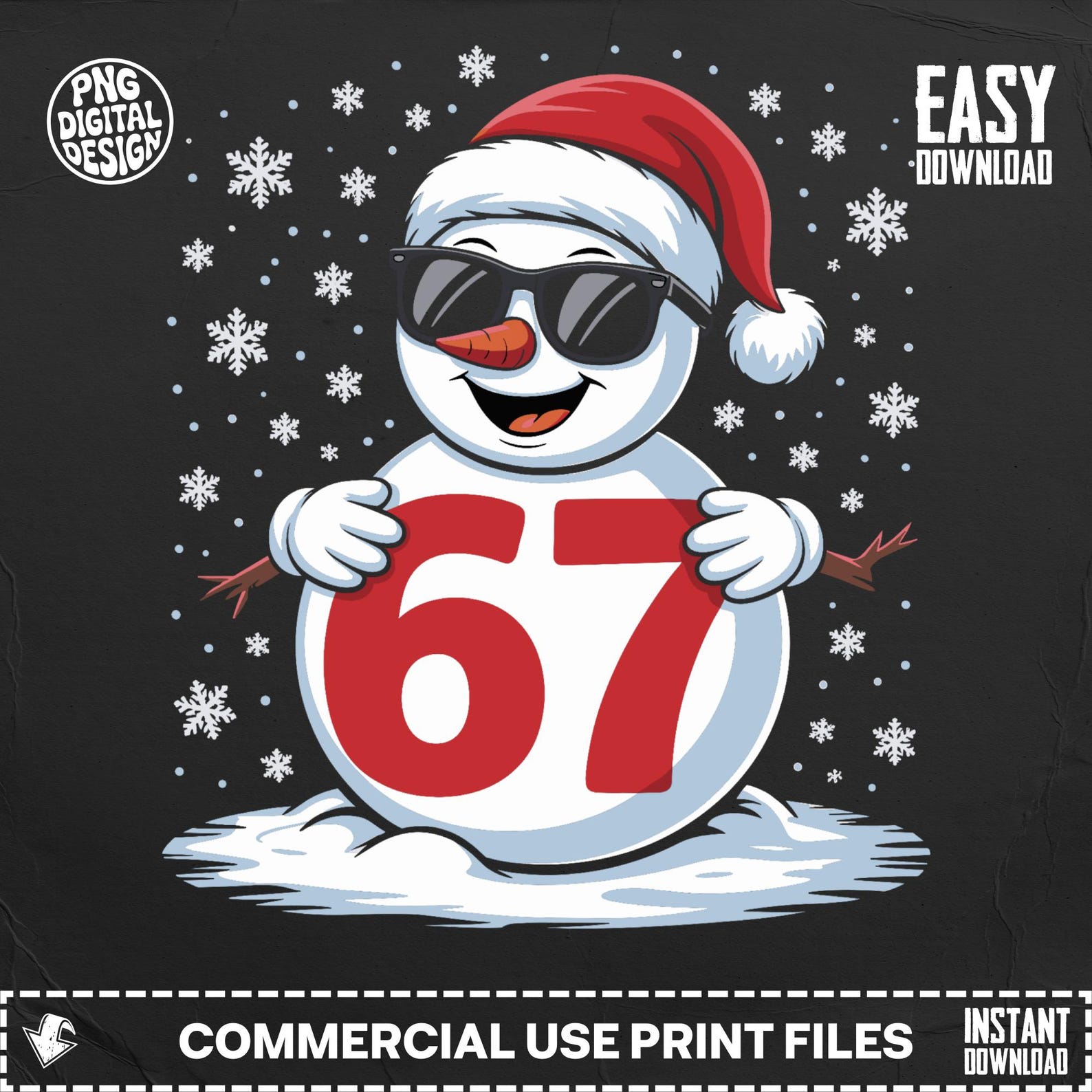 67th Birthday Snowman PNG, Winter Sixty Seven, Cool Snowman Digital ...