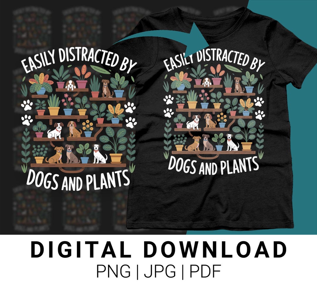 Dog and Plant Lover PNG, Cute Gardening Print, Dogs and Plants Digital ...