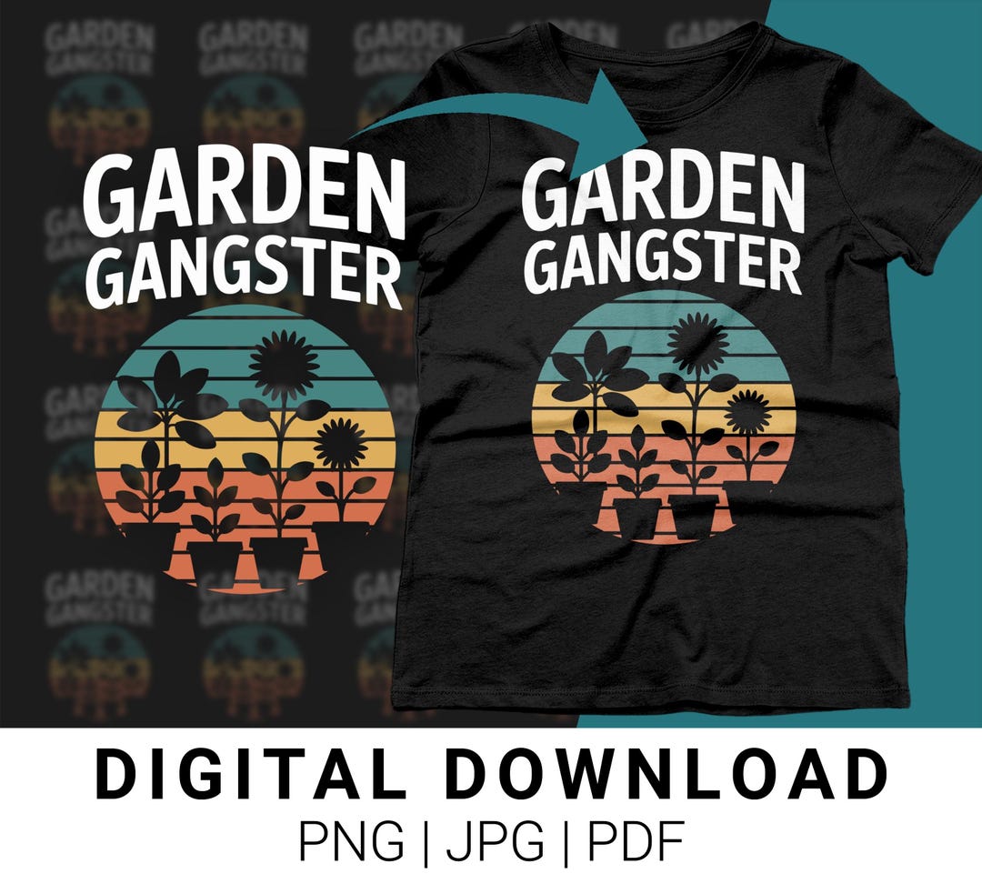 Garden Gangster Print, Gardening PNG, Retro Garden Art, Flower Lovers ...