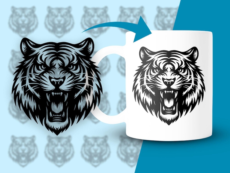 Tiger Head Silhouette SVG, Roaring Tiger Svg Cut File, Wild Animal Svg ...