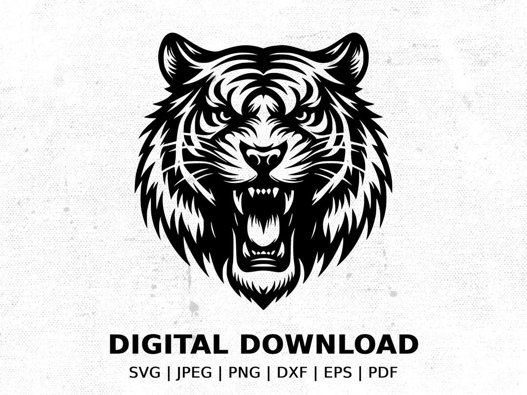 Tiger Head Silhouette SVG, Roaring Tiger Svg Cut File, Wild Animal Svg ...
