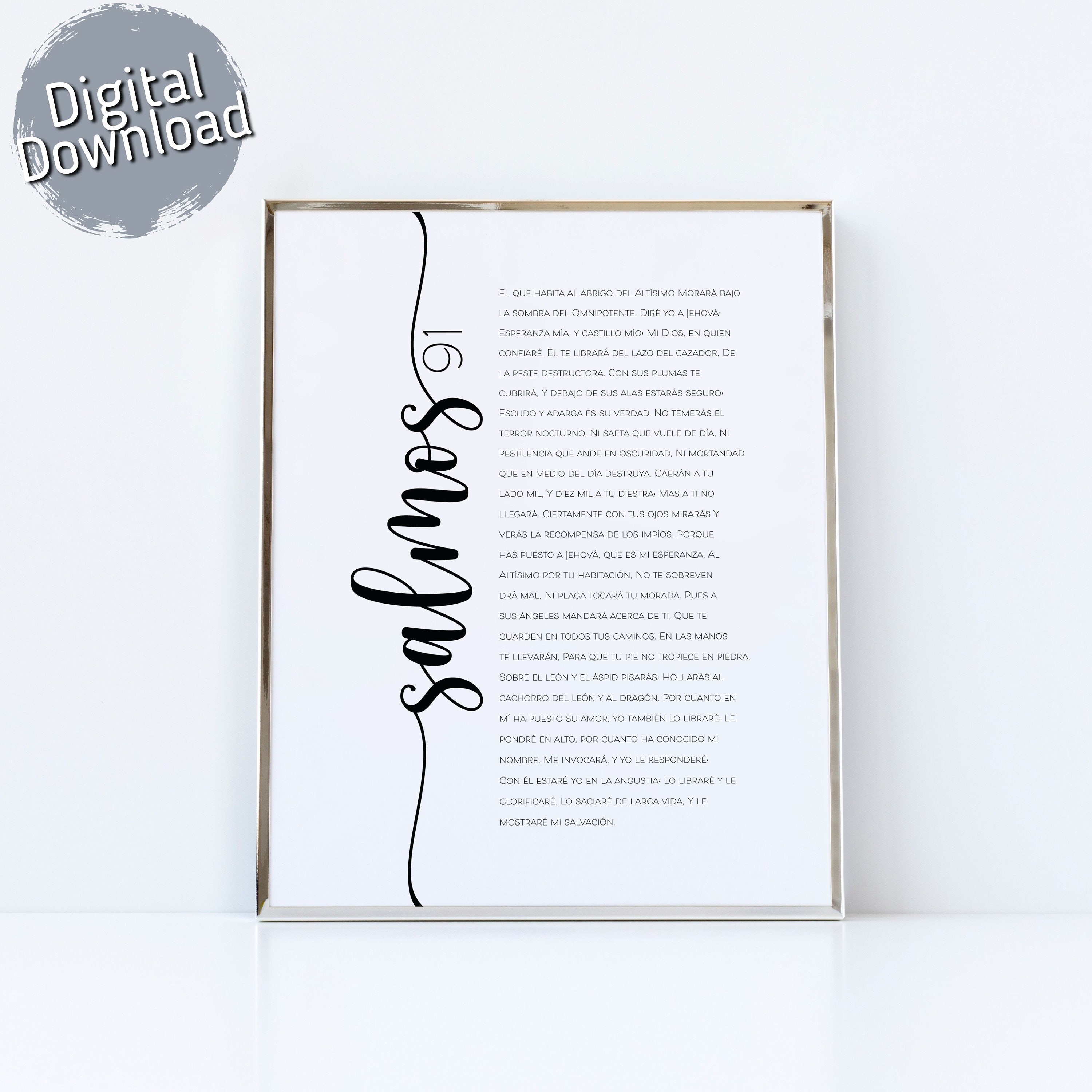Spanish Bible Print, Salmos 91, Spanish Printable Quote, Bible Verse ...