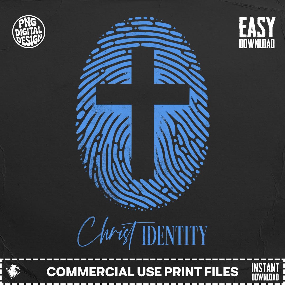 Christ Identity Digital Print, Christian Fingerprint Cross, Faith ...