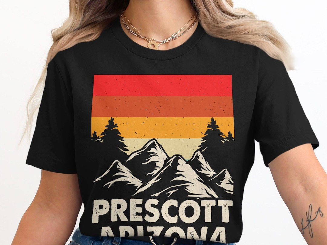 Prescott Arizona T Shirt Retro Sunset Design, Vintage Outdoor Adventure ...