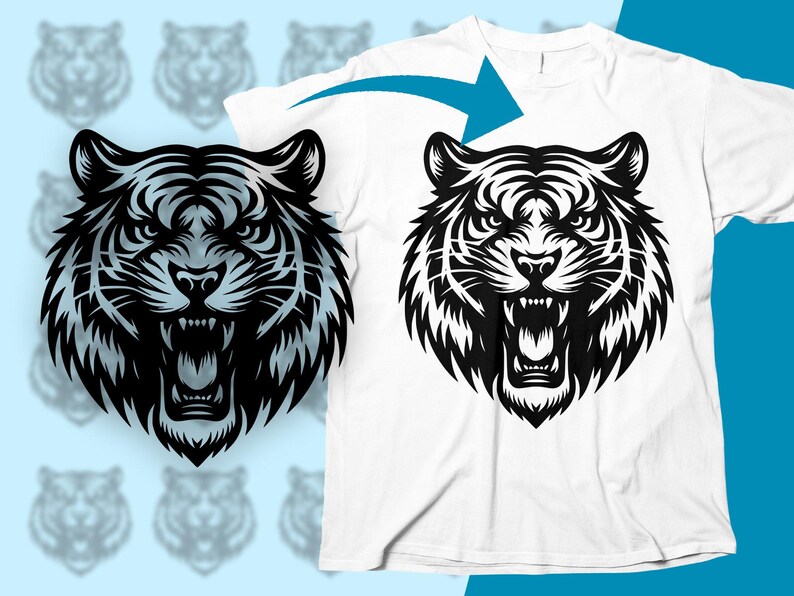 Tiger Head Silhouette SVG, Roaring Tiger Svg Cut File, Wild Animal Svg ...