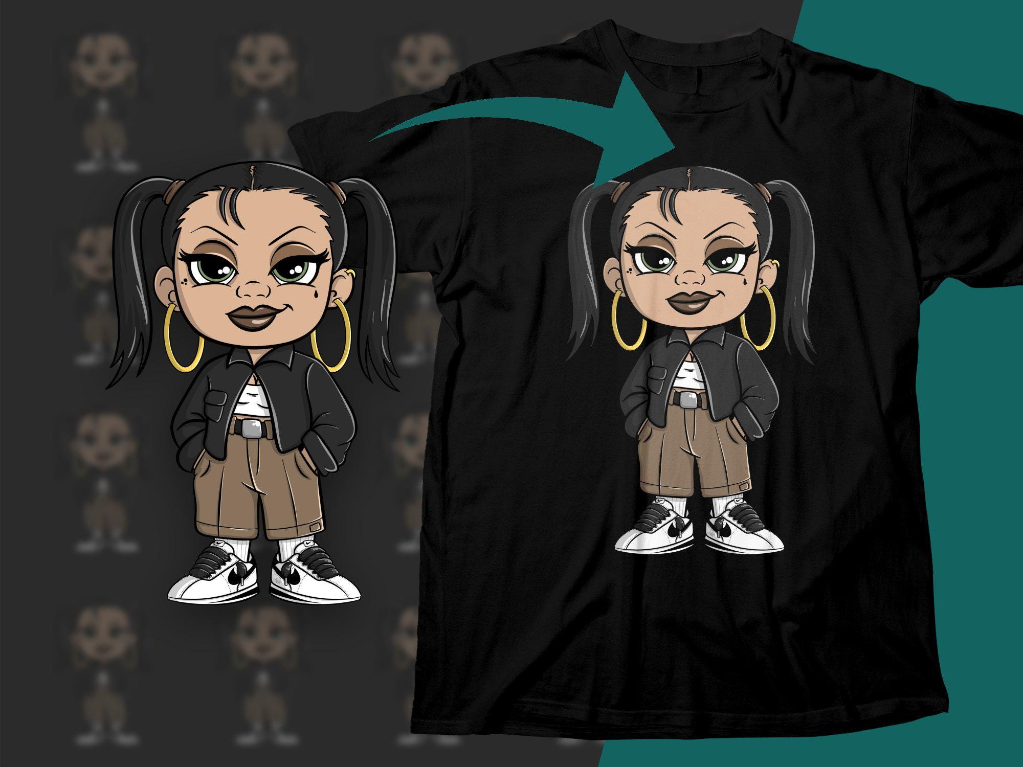 Lil Veterano Chola PNG Green Eyes, Home Drawing, Custom Chicana Digital ...