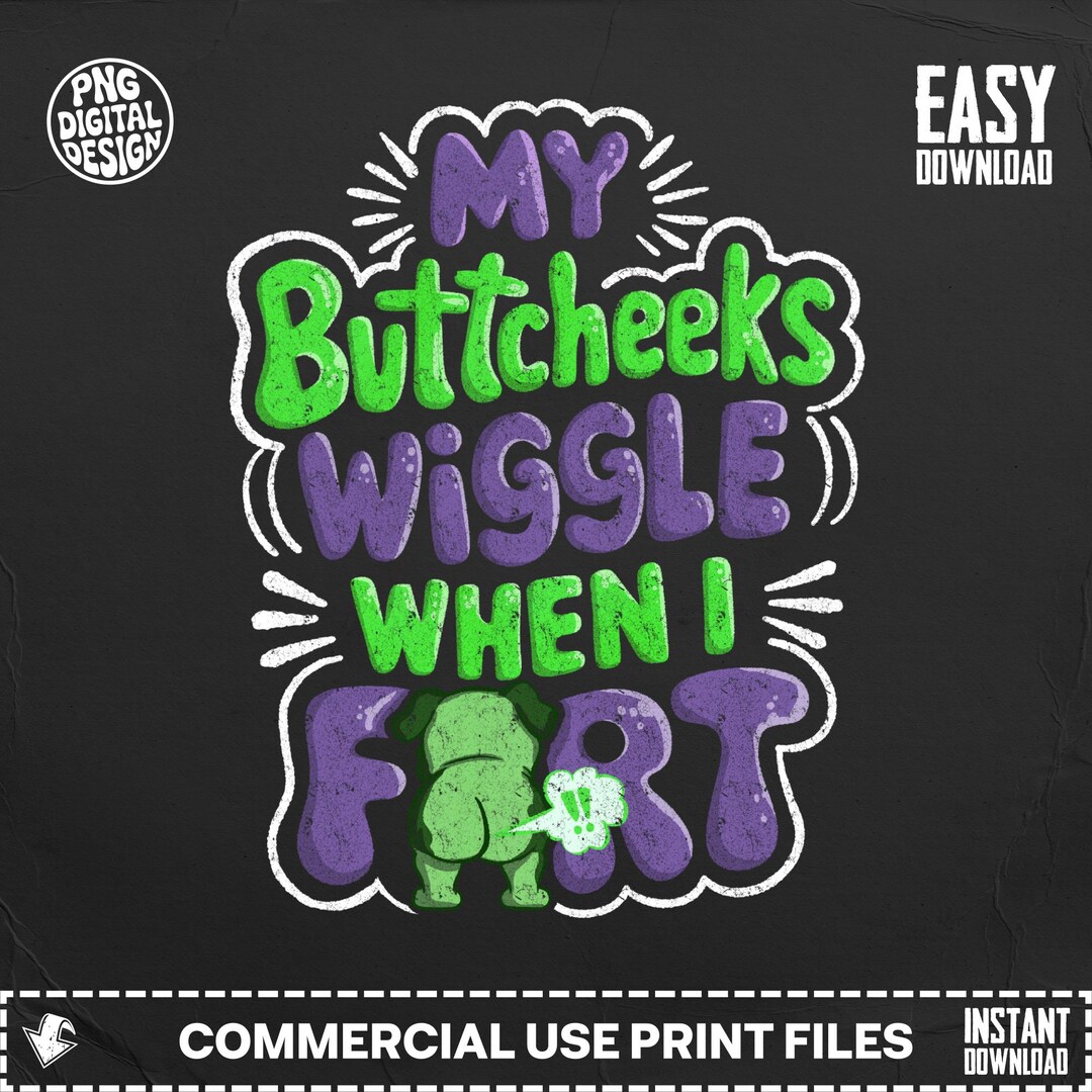 Funny Pug Fart Digital, Cute Dog Wiggle Butt PNG, Commercial Use ...