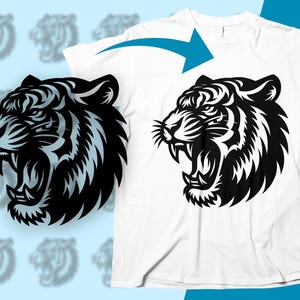 Roaring Tiger Silhouette SVG, Printable Digital Download, Tiger Head ...