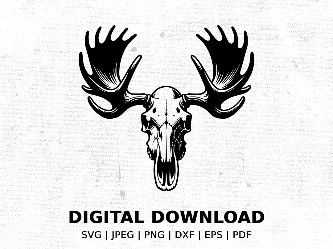 Moose Skull SVG Clipart, Deer Skull PNG for Cricut, Animal Antlers ...