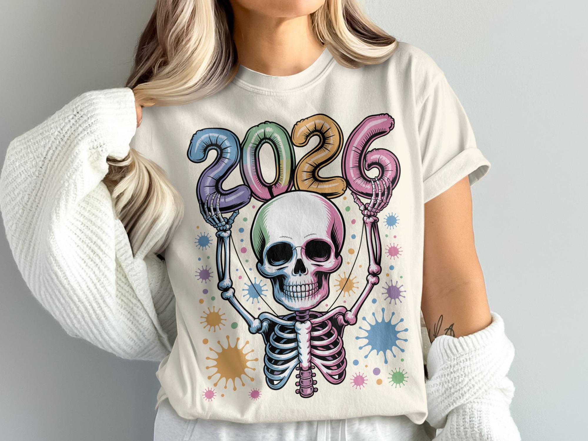 2026 Skeleton SVG, Balloon Numbers, New Year SVG, Halloween Skeleton ...