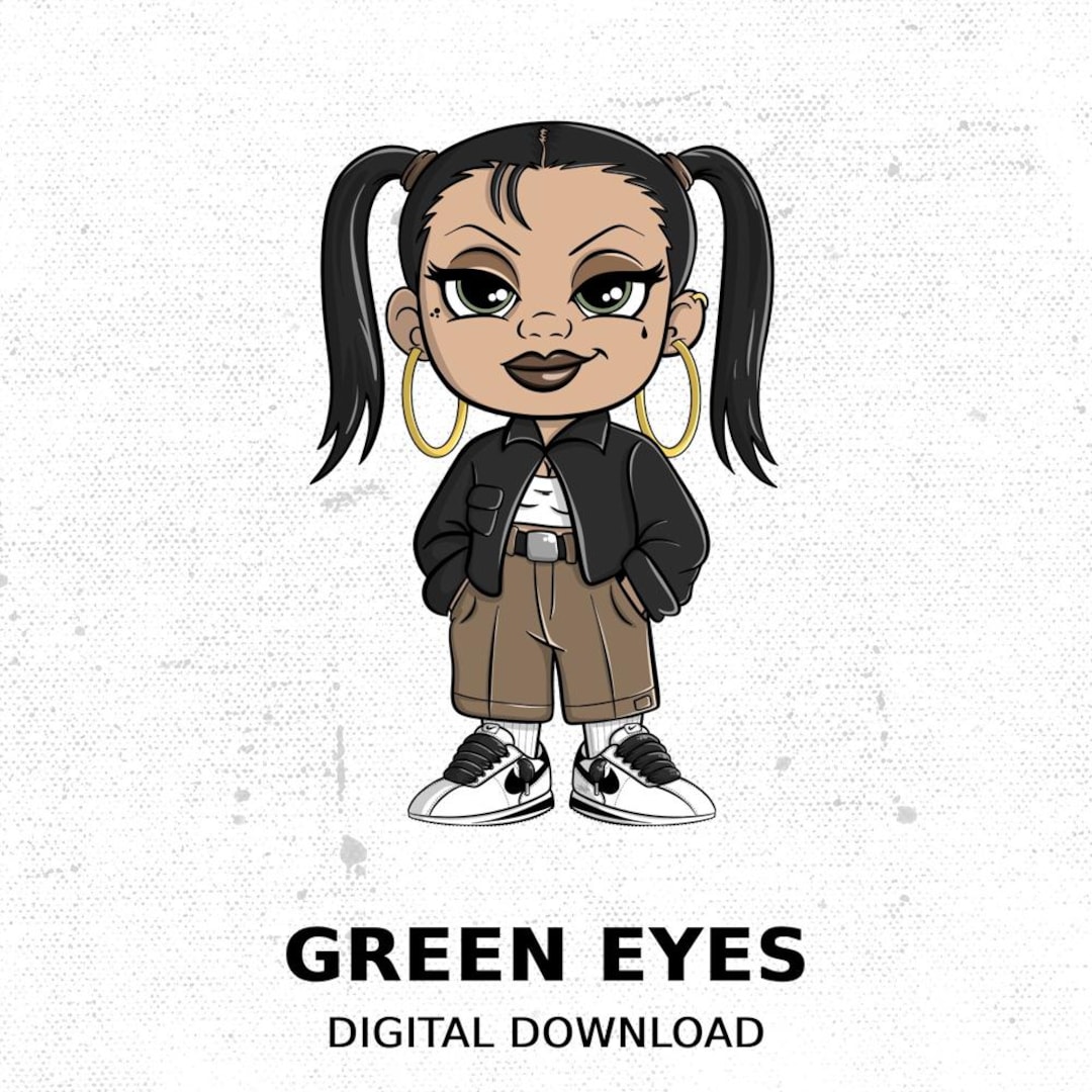 Lil Veterano Chola PNG Green Eyes, Home Drawing, Custom Chicana Digital ...