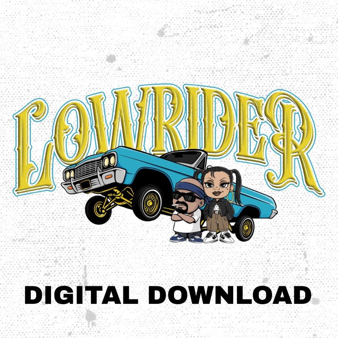 Lowrider Car Digital Art, Cholo Chola Clipart, Street Culture Design ...