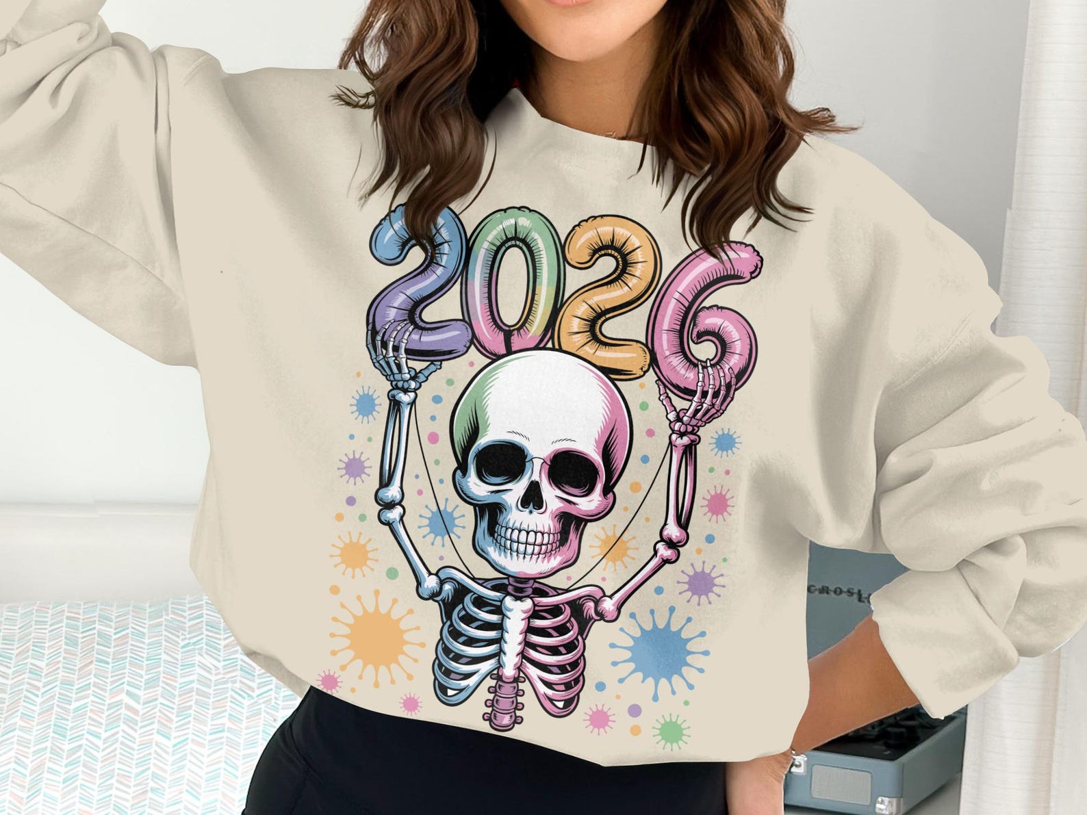 2026 Skeleton SVG, Balloon Numbers, New Year SVG, Halloween Skeleton ...