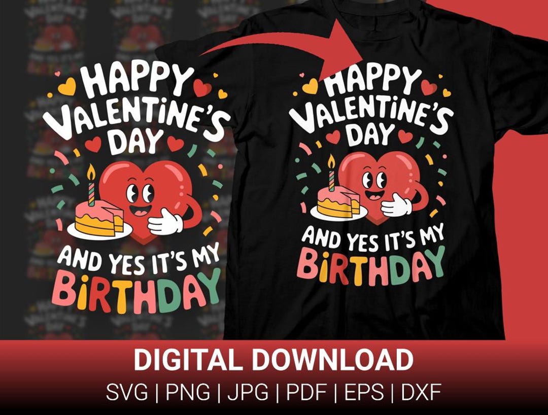 Happy Valentines Day Digital Download Happy Birthday Card Cute Heart ...
