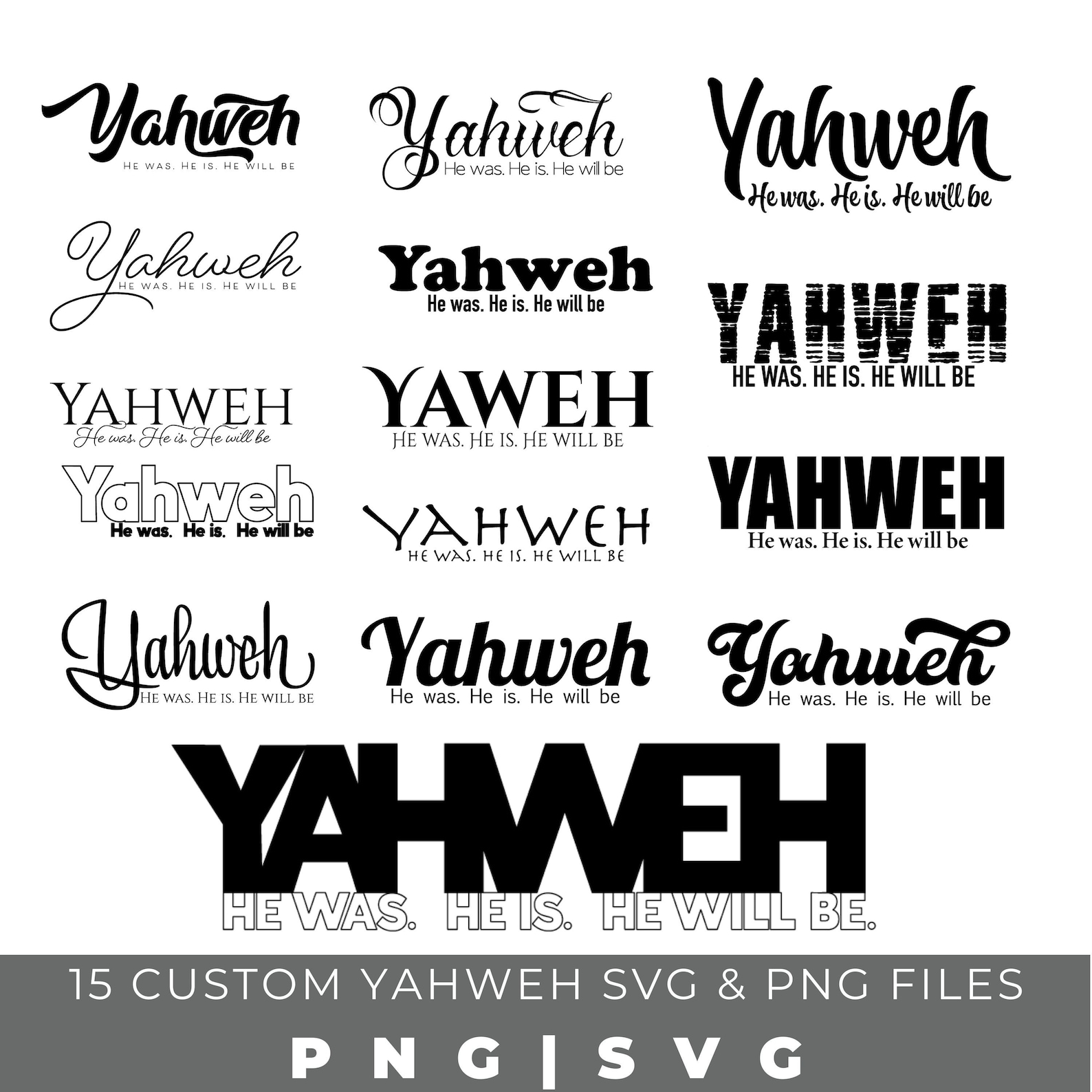 15 archivos YAHWEH SVG y PNG personalizados, listos para archivos de ...