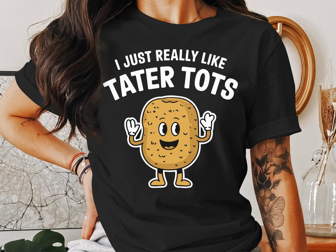 Funny Tater Tots Cartoon T-shirt, Cute Potato Character Tee, Fun and ...
