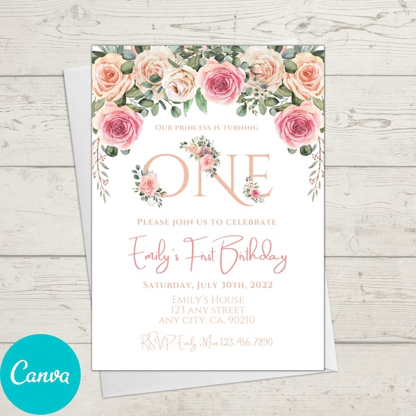 Princess is Turning One Invitation - Etsy