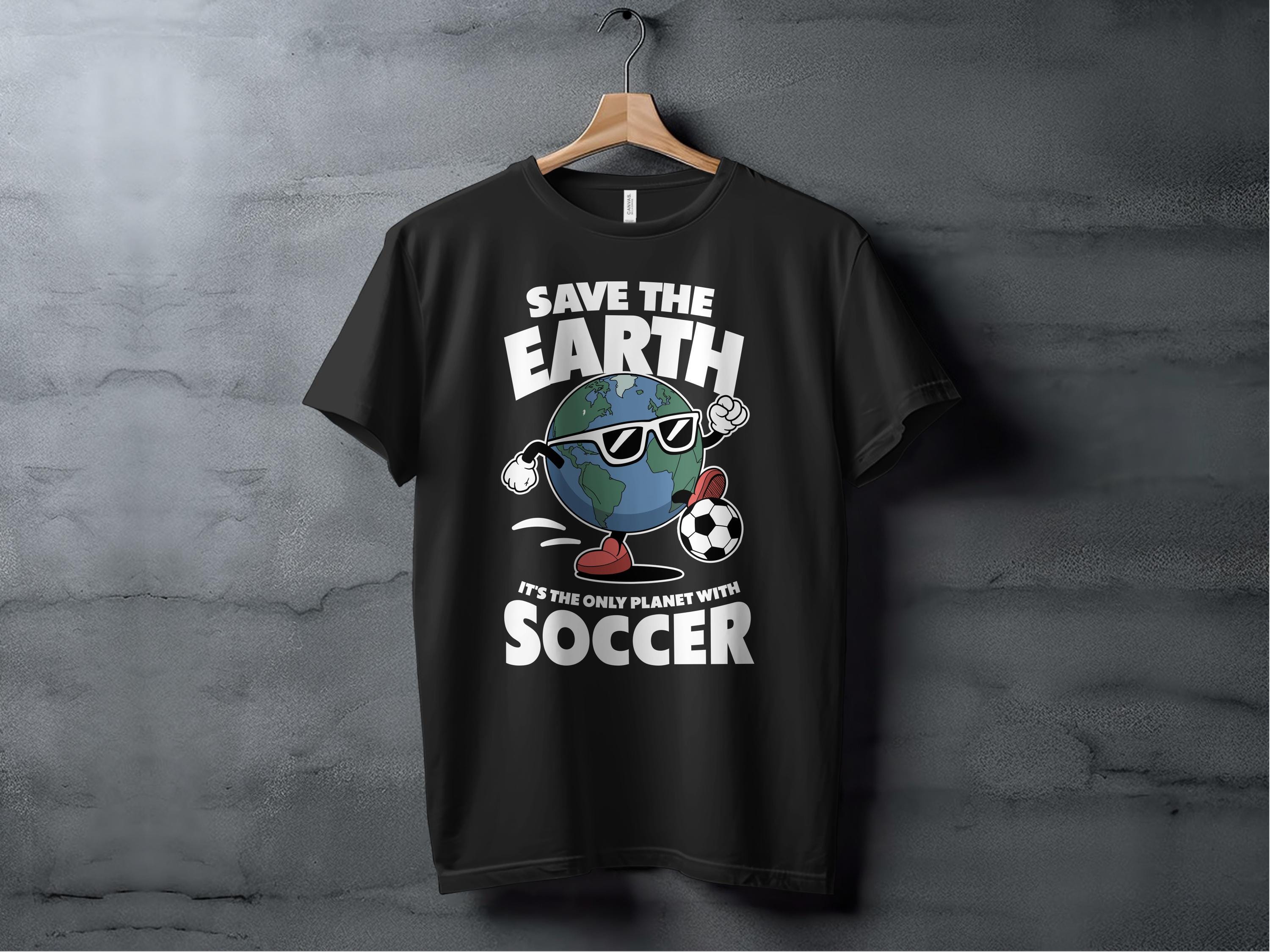 Save the Earth Soccer Digital Print, Earth Football Print, Fun Soccer ...
