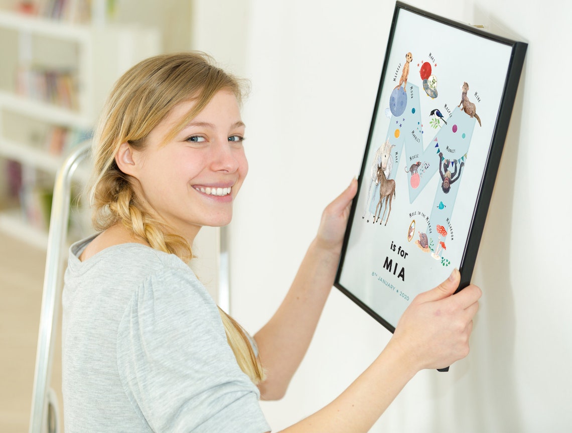 First Letter Initial, Wall Decore, Expecting Mom Gift, Montessori Bebe ...