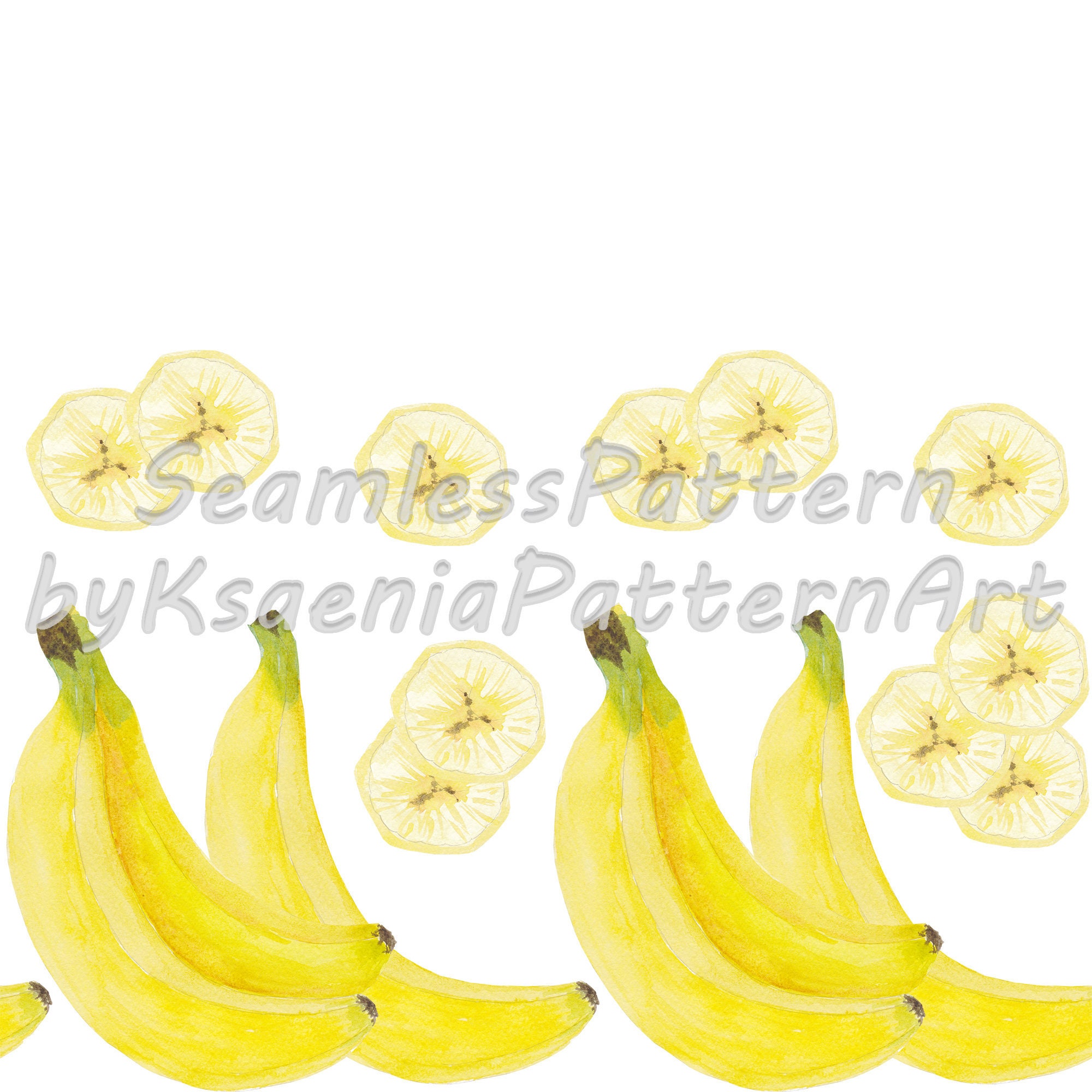 Clip Art Watercolor banana seamless pattern clipart Tropical fruit ...