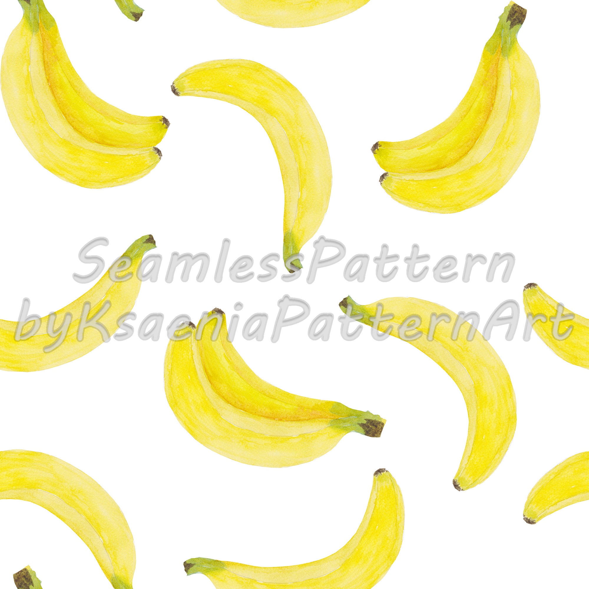 Clip Art Watercolor banana seamless pattern clipart Tropical fruit ...