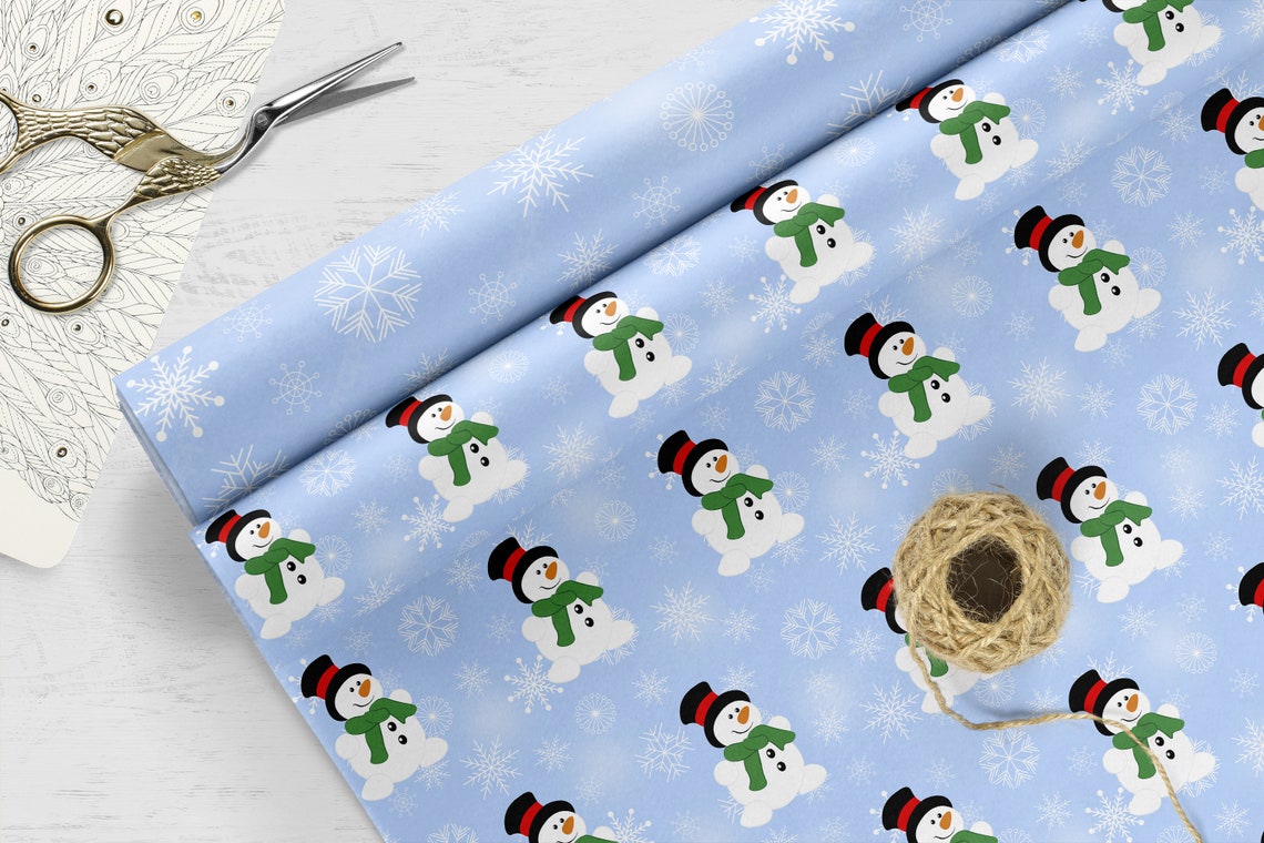 Christmas Seamless Pattern Clipart Cute Snowman Digital Paper - Etsy