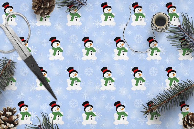 Christmas Seamless Pattern Clipart Cute Snowman Digital Paper - Etsy