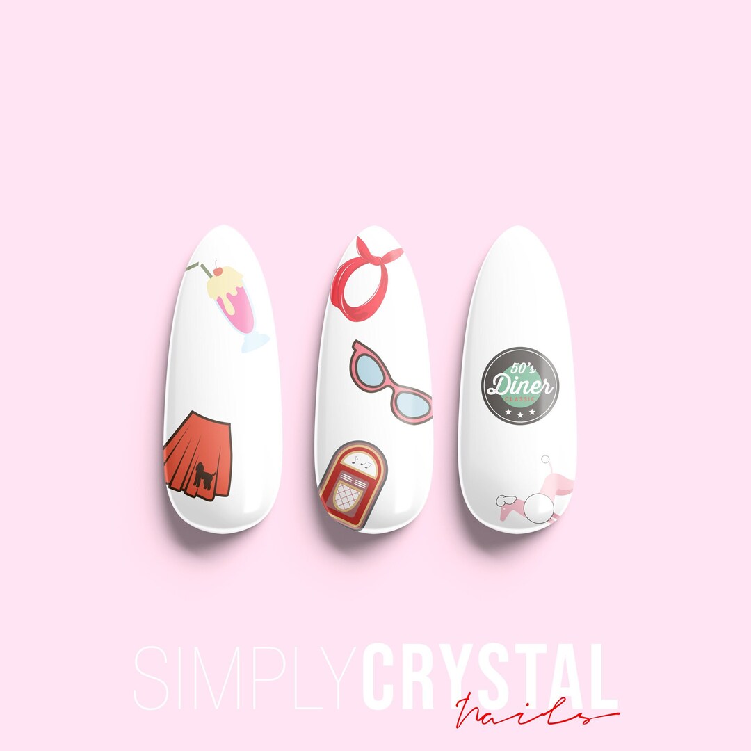 1950s Nail Decals! Rockabilly Decals! Poodle Skirt Nails! Jukebox Nail ...