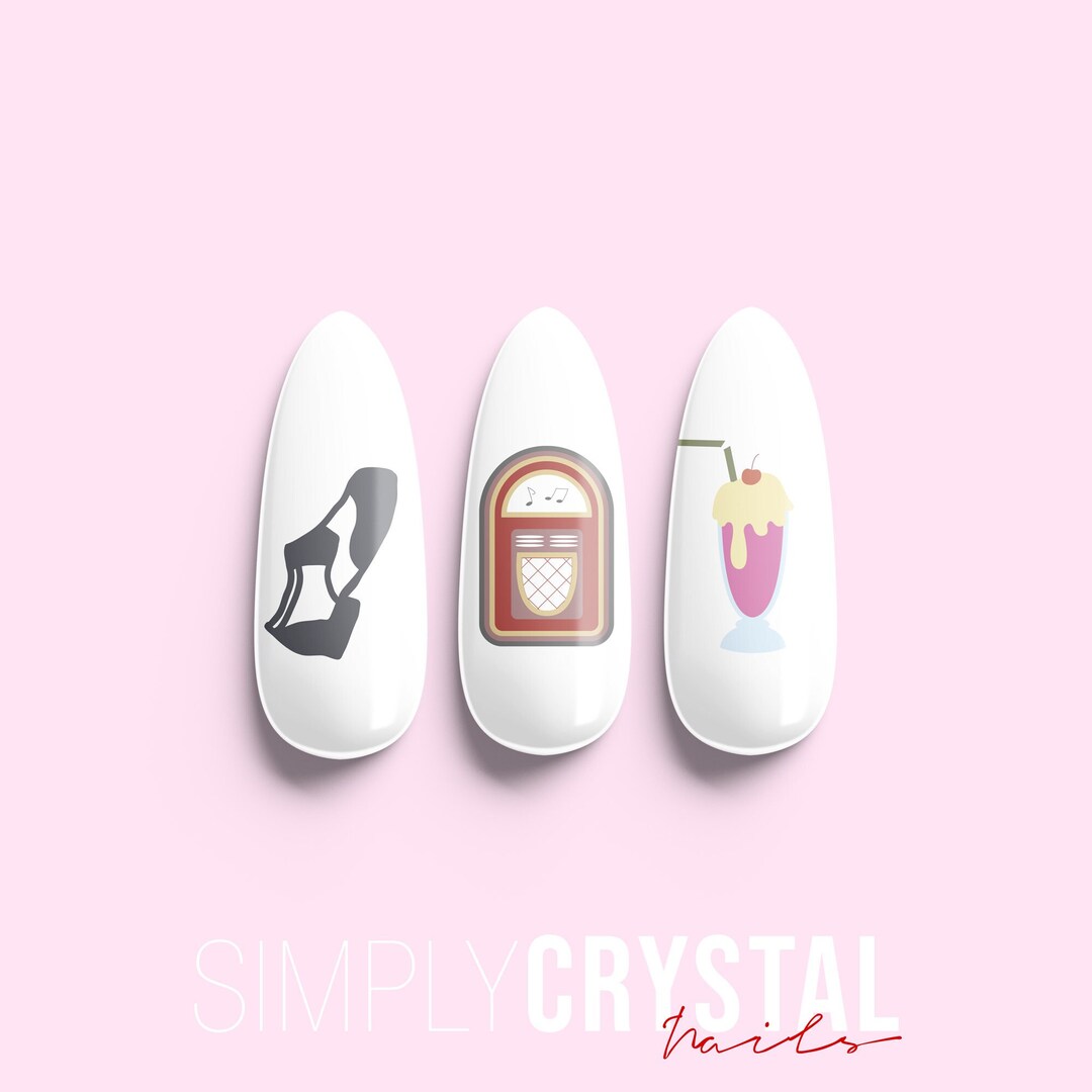 1950s Nail Decals Rockabilly Decals Poodle Skirt Nails - Etsy