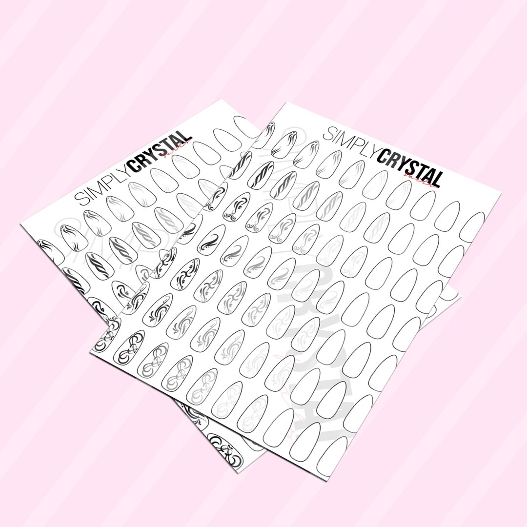 Ornamental Nail Painting Practice Sheet! Nail Design Template! Gel ...