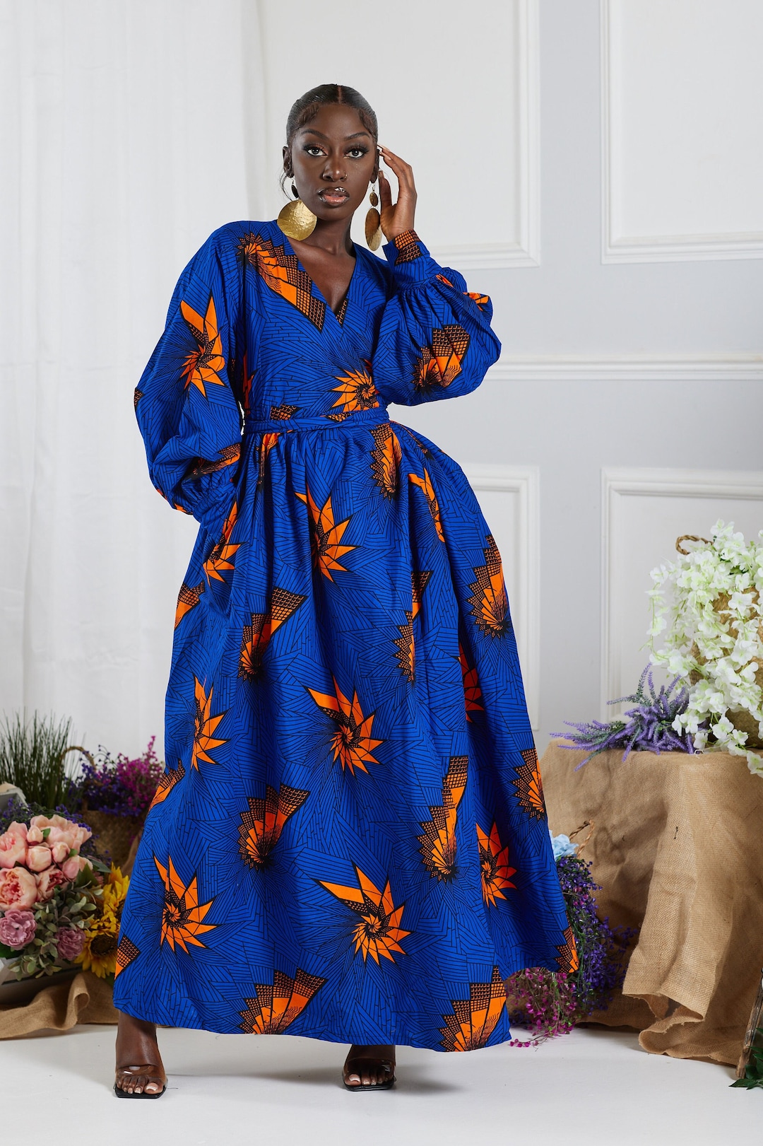 MESOGA African Print Full Sleeve Maxi Wrap Dress African - Etsy