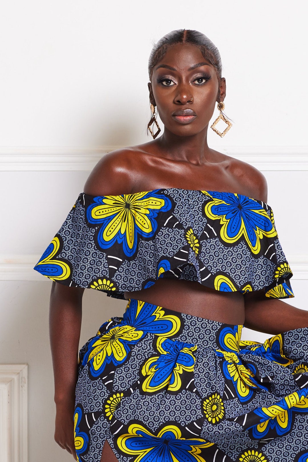 FAWAH African Print Off-shoulder Crop Top African Print Top Ankara Top Plus Size African Print ...