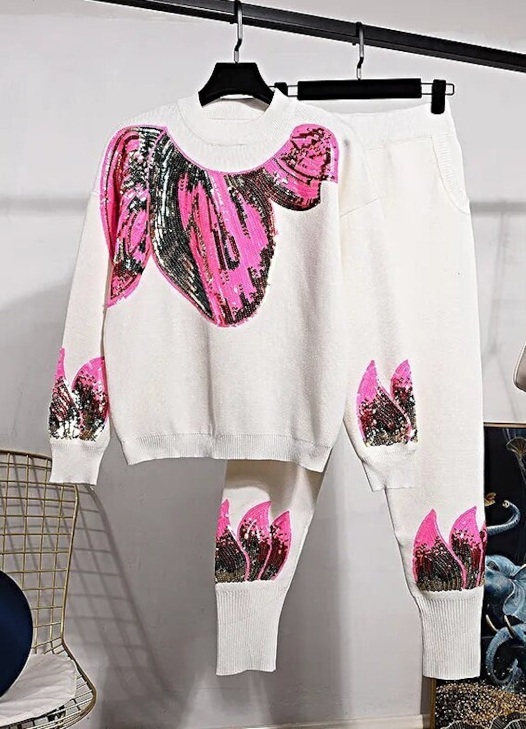 TELMA Sequin Embellished Sweater Knit Plus Size Festive Sequin ...