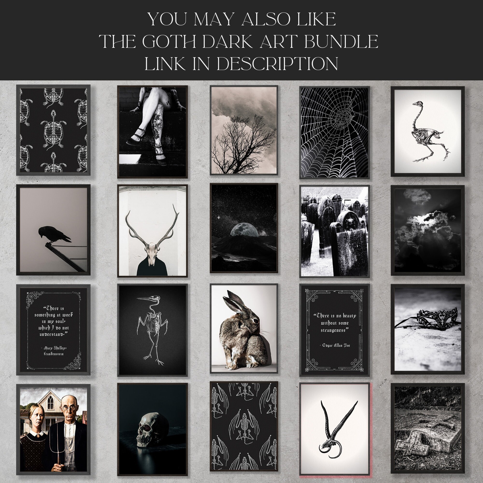 Goth Romance Dark Macabre Aesthetic Printable Gallery Set - Etsy