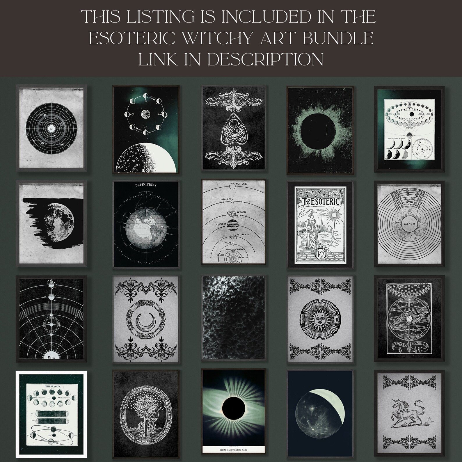 Vintage Esoteric Occult Decor Printable Gallery Wall Art Set - Etsy