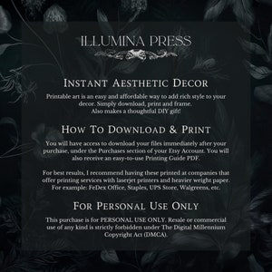 Goth Macabre Halloween Moody Botanical Printable Gallery Wall Art Set ...