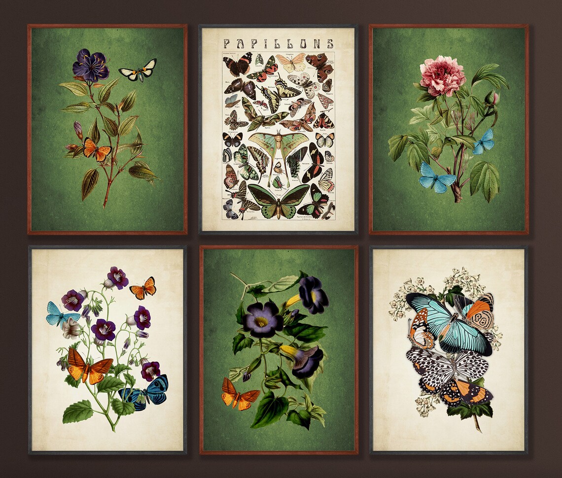 Dark Cottagecore Decor Vintage Butterfly Printable Art Set - Etsy