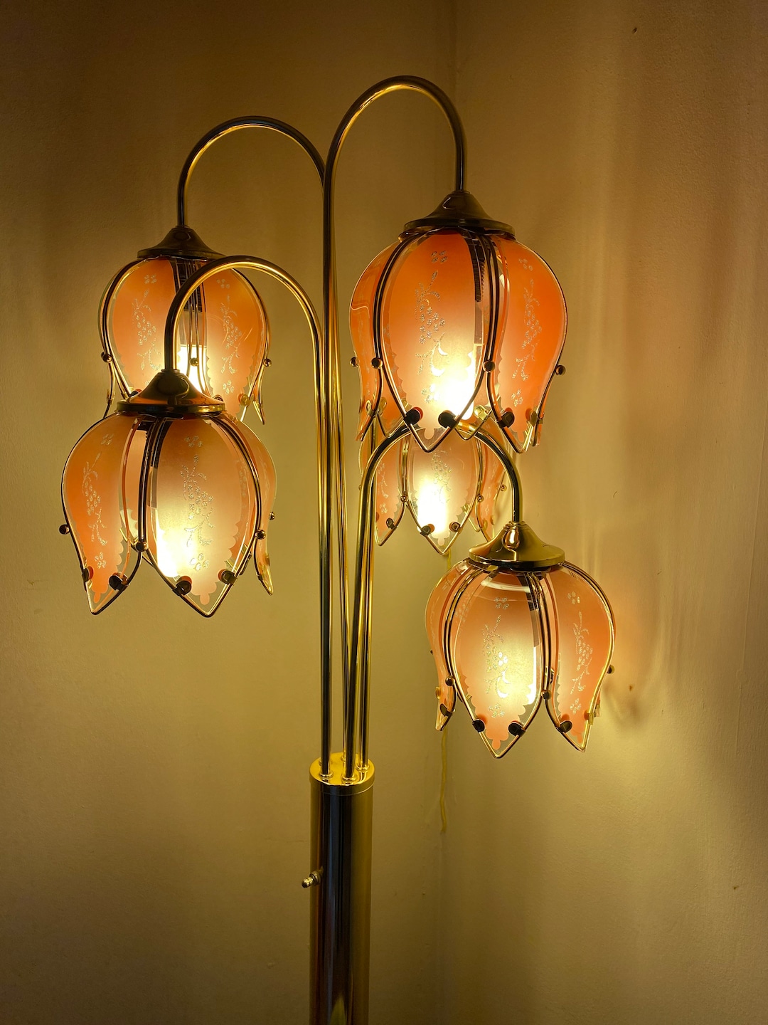 Hollywood Regency Pink Tulip Standing Lamp Mid Century 5 Arm - Etsy