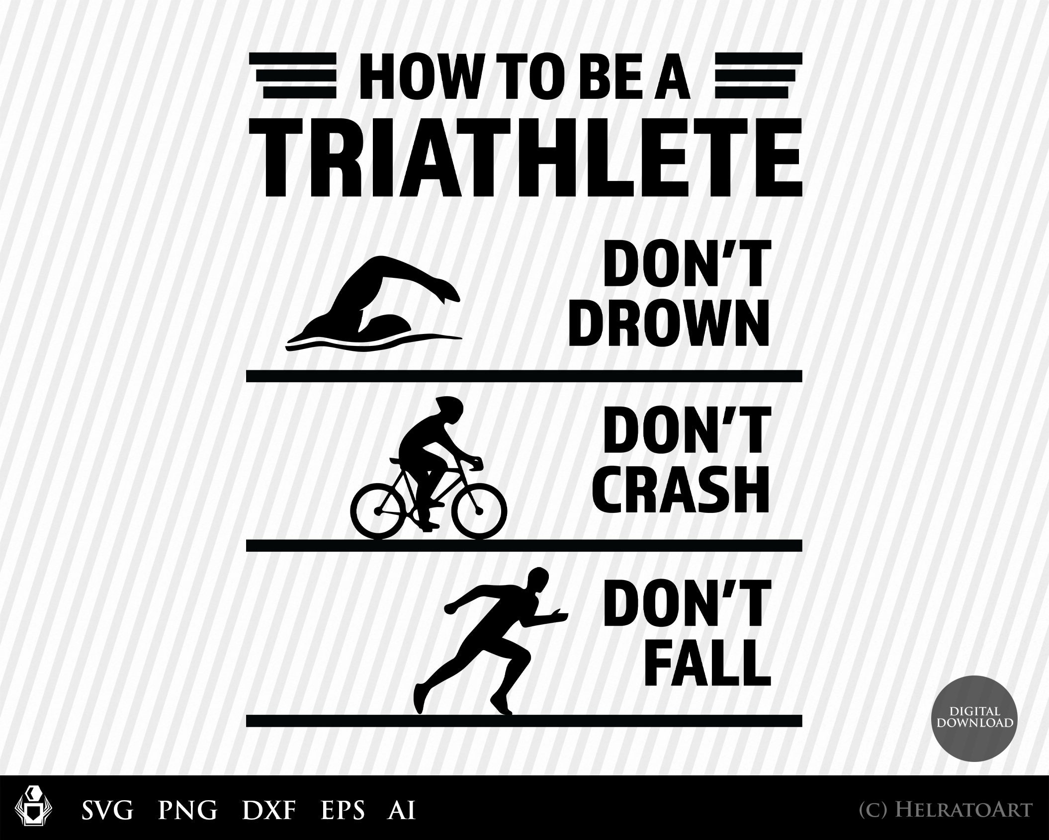 Triathlon SVG, How to Be A Triathlete, Clipart, Cycling Cut File ...