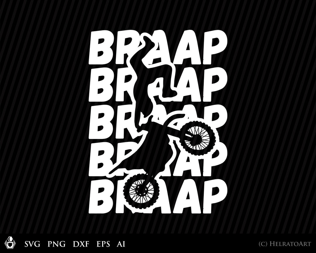 Motocross SVG, BRAAP Graphic Art White Silhouette, Stunt Outdoor ...