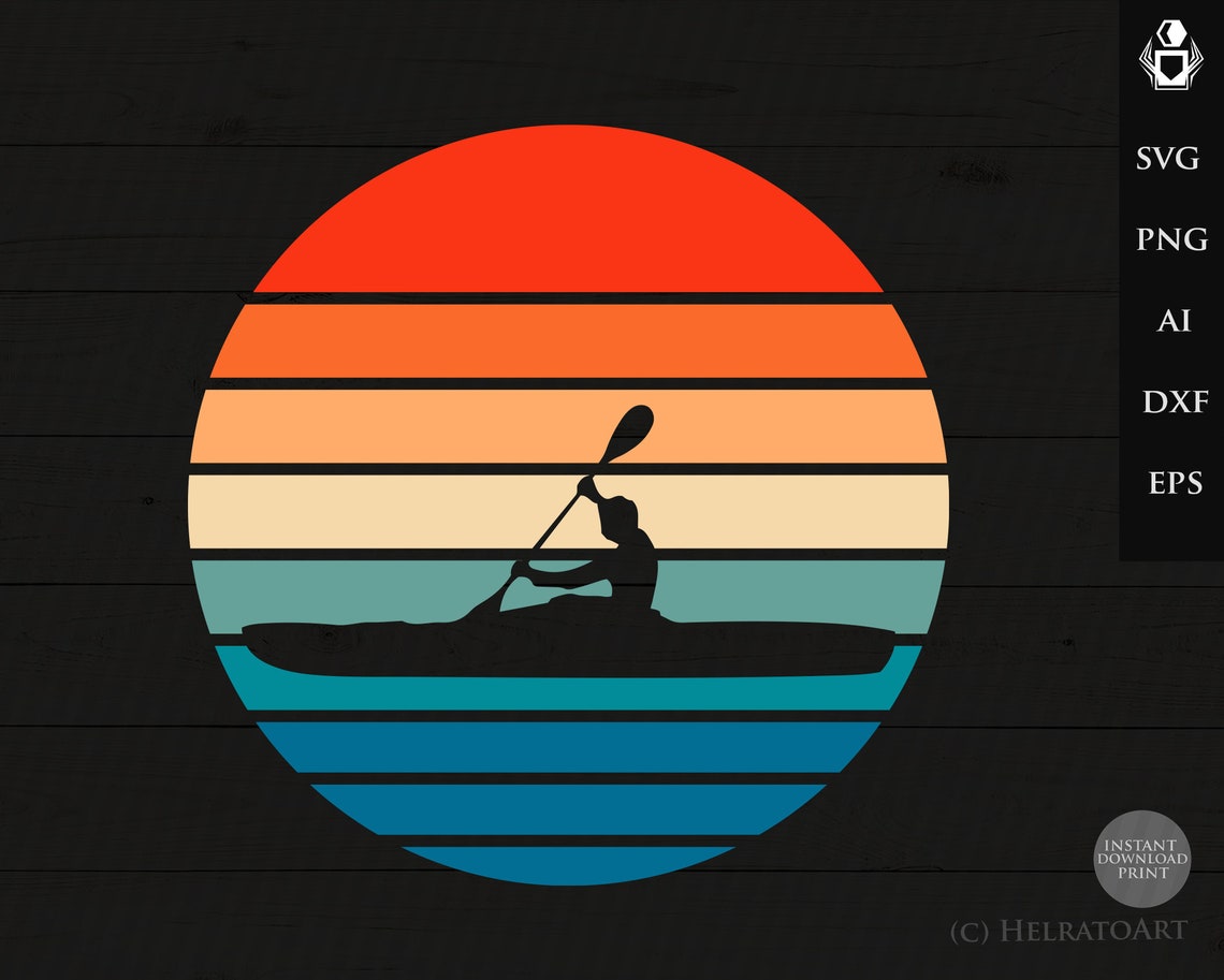 Kayak SVG Kayaking Retro Vintage SVG Graphic Art Design - Etsy