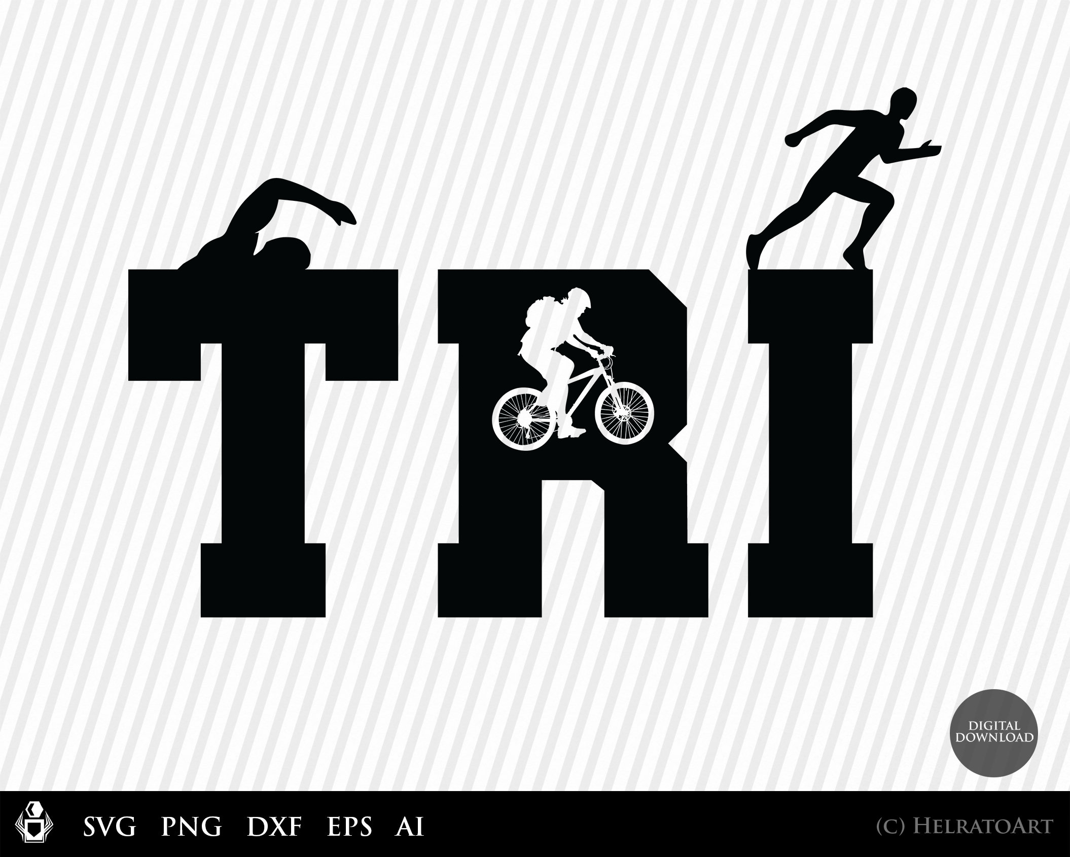 Triathlon SVG TRI Svg Swim Bike Run Clipart Cyclist Cut | Etsy