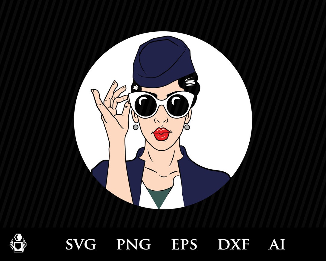 Flight Attendant Svg File, Colored Cabin Crew Svg, - Stewardess Svg ...