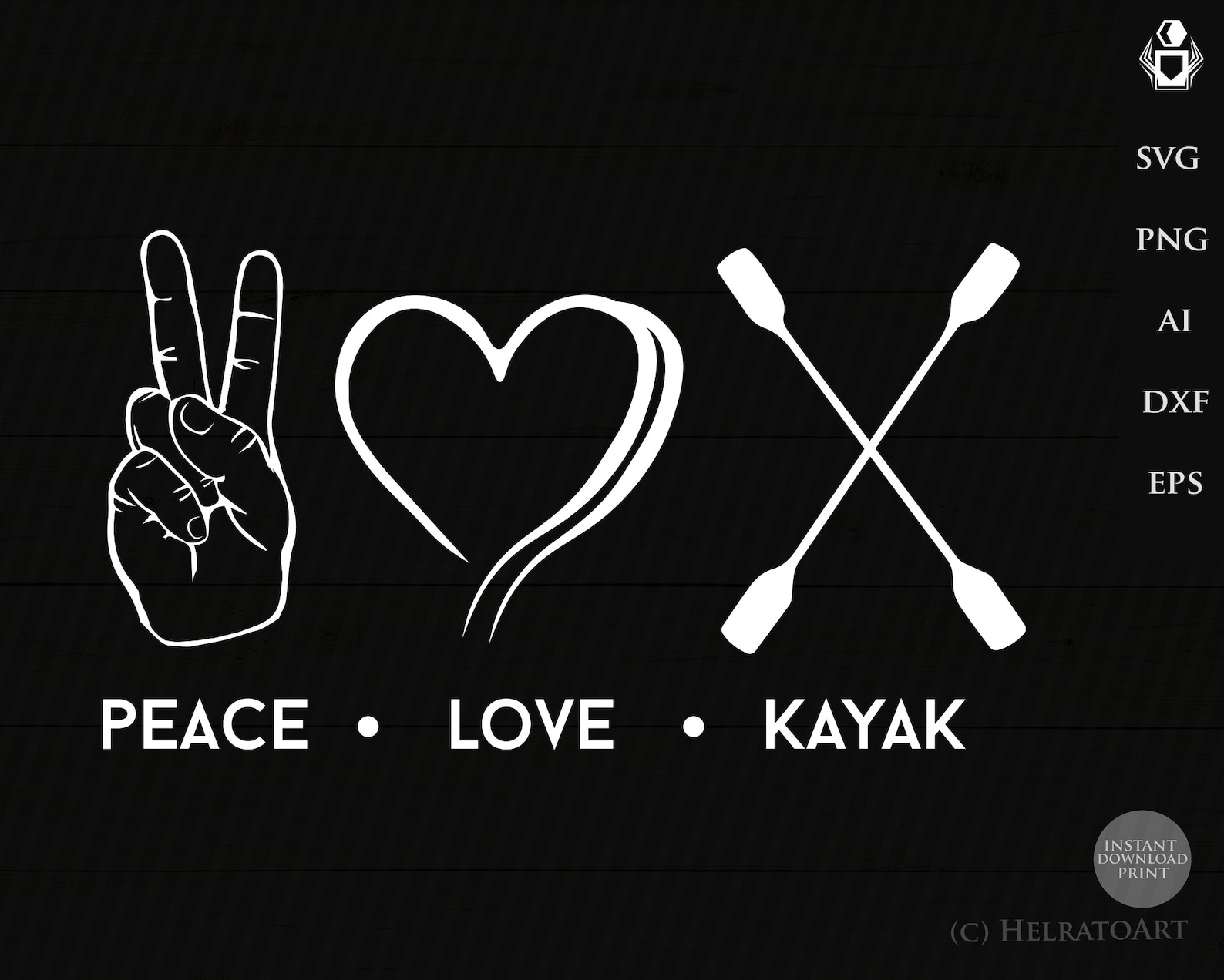 Kayak SVG Kayaking Svg Peace Love Kayak Graphic Art Design - Etsy