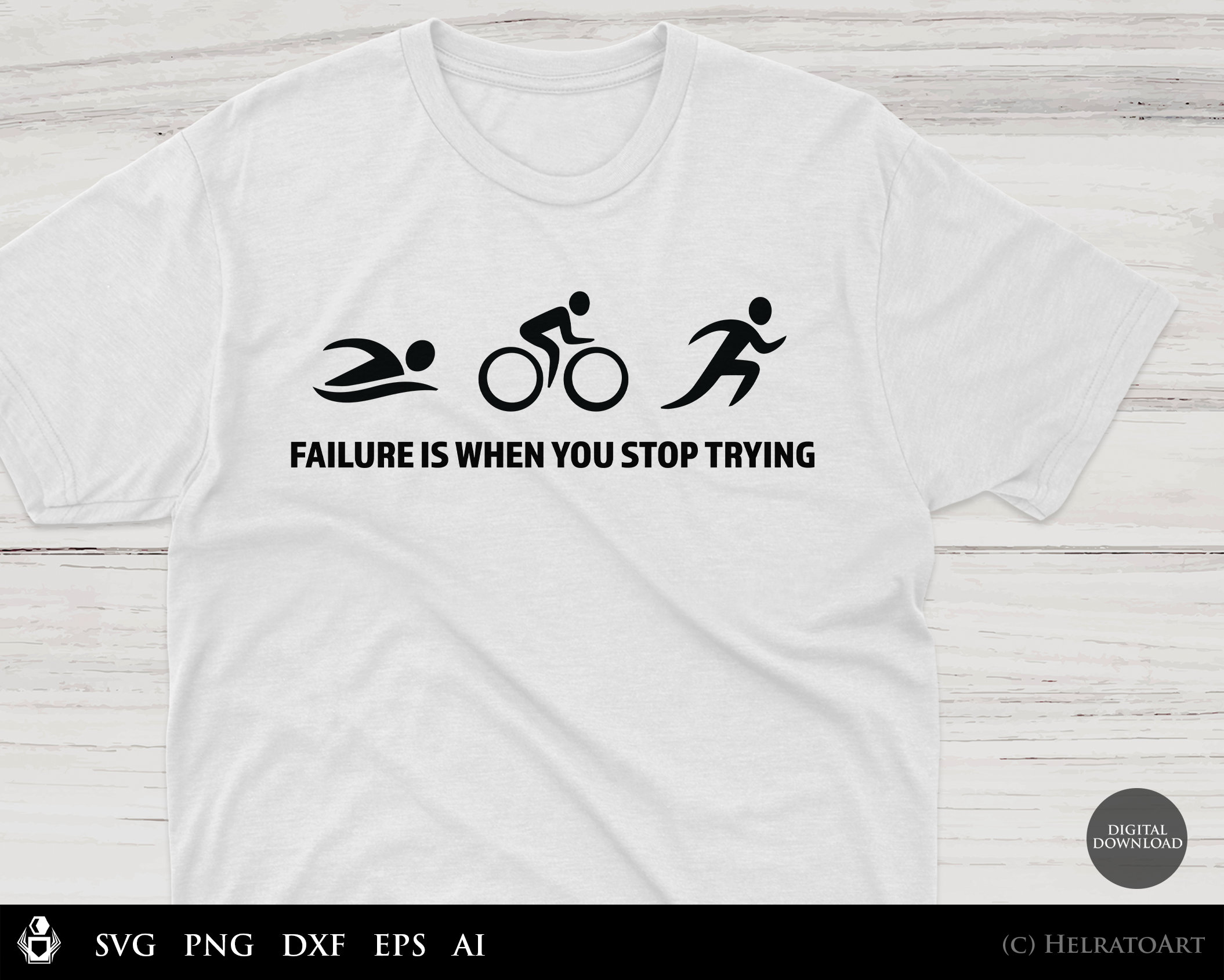 Triathlon SVG, Failure is When You Stop Trying, Clipart, Cut File ...